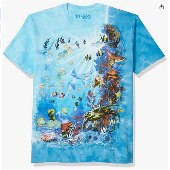 Liquid Blue | Shirts | Liquid Blue Mens Tropical Reef Tshirt Tie Dye ...